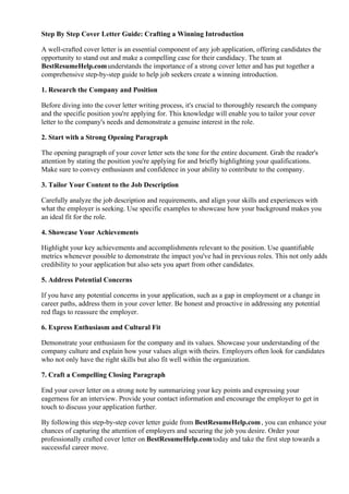 Step By Step Cover Letter | PDF