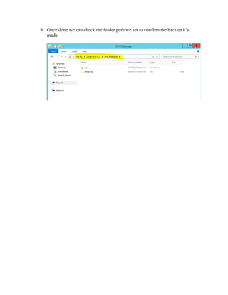 Step by step enabling automatic dhcp server backup | DOC