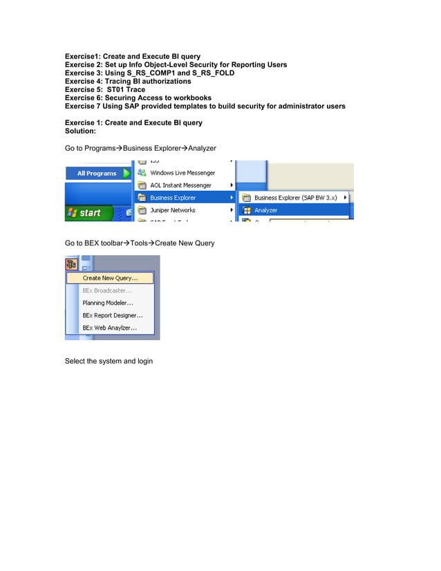 Step by step exercise for bw 365 | DOC