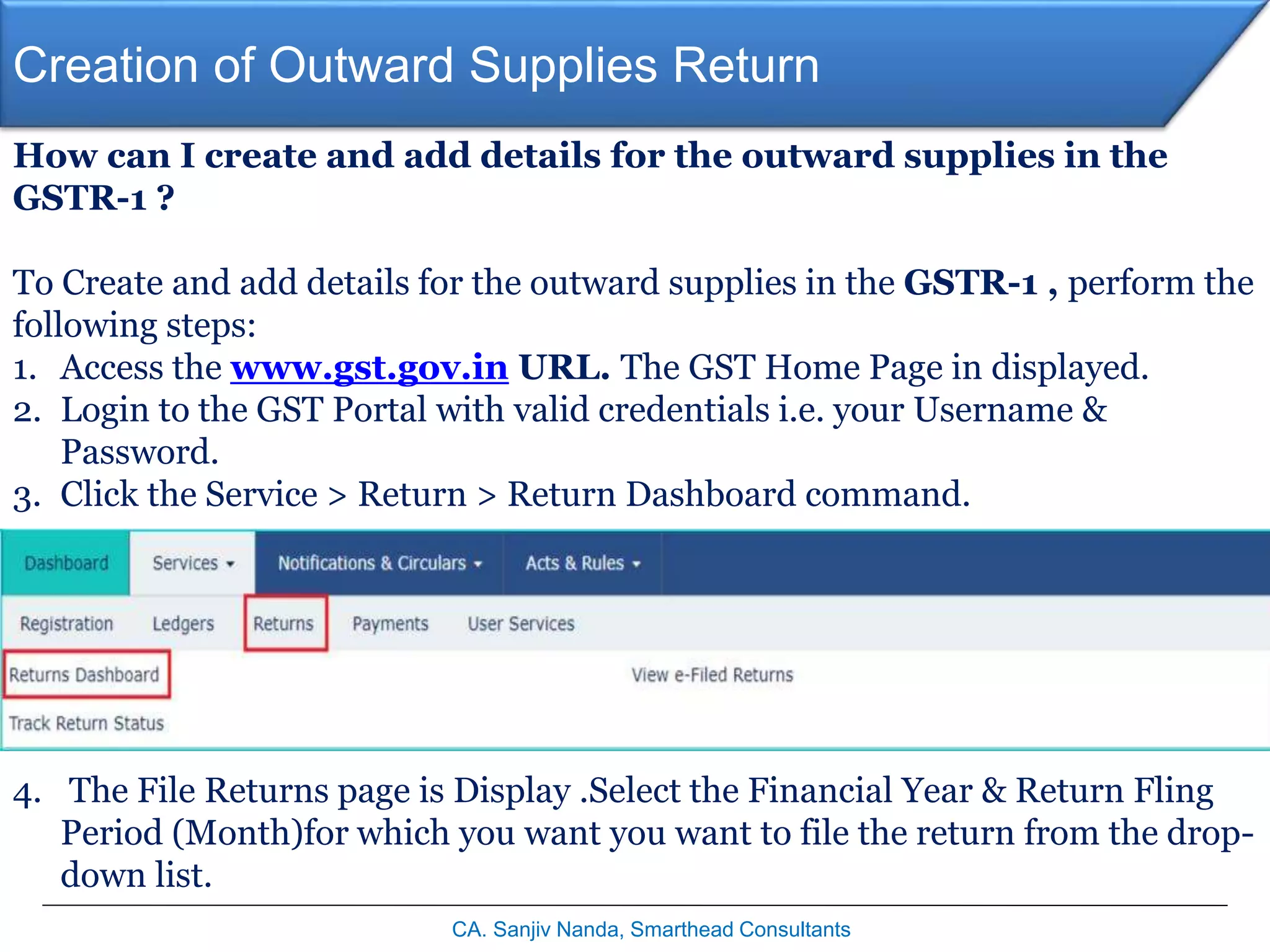 GSTR-1 PPT Filling Step by Step | PPTX