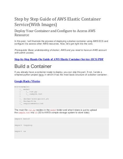 Step by Step Guide of AWS Elastic Container Service (ECS) | PDF
