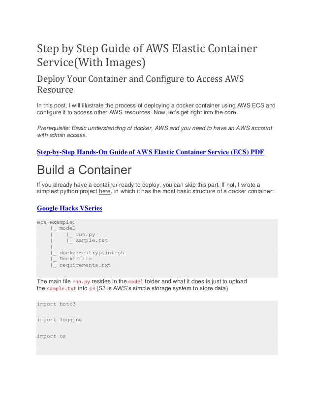Step by Step Guide of AWS Elastic Container Service (ECS) | PDF