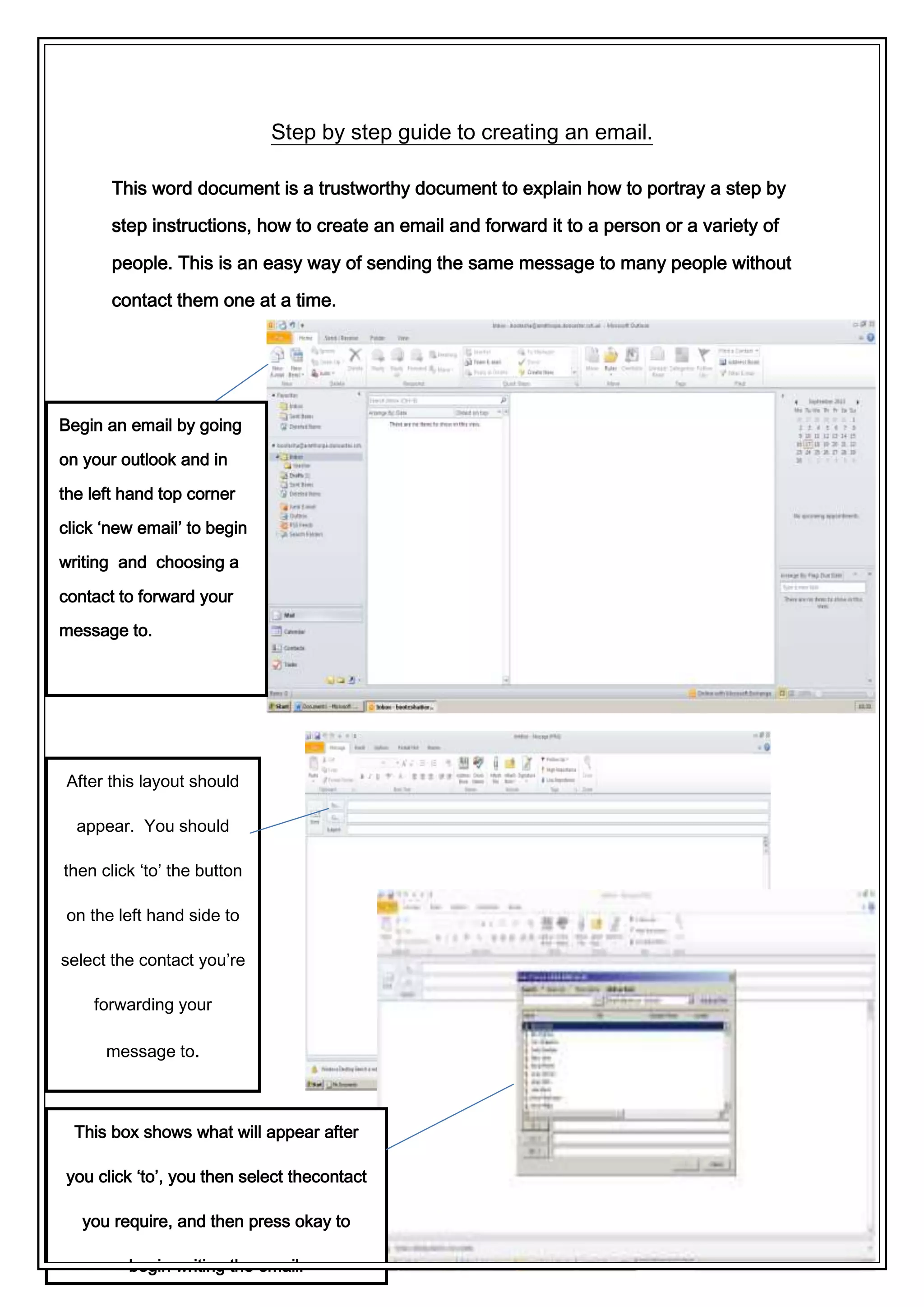 Step by step guide to creating an email | DOCX | Email | Internet
