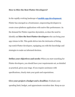 STEP BY STEP GUIDE TO HIRING EXPERIENCED FLUTTER DEVELOPERS | PDF