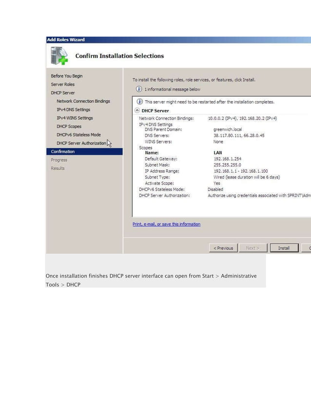 Step by step guide to install dhcp role and configure | PDF