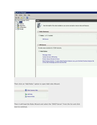 Step by step guide to install dhcp role and configure | PDF