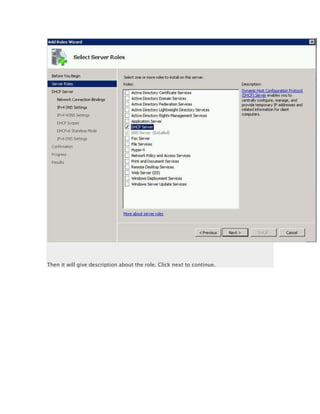Step by step guide to install dhcp role and configure | PDF