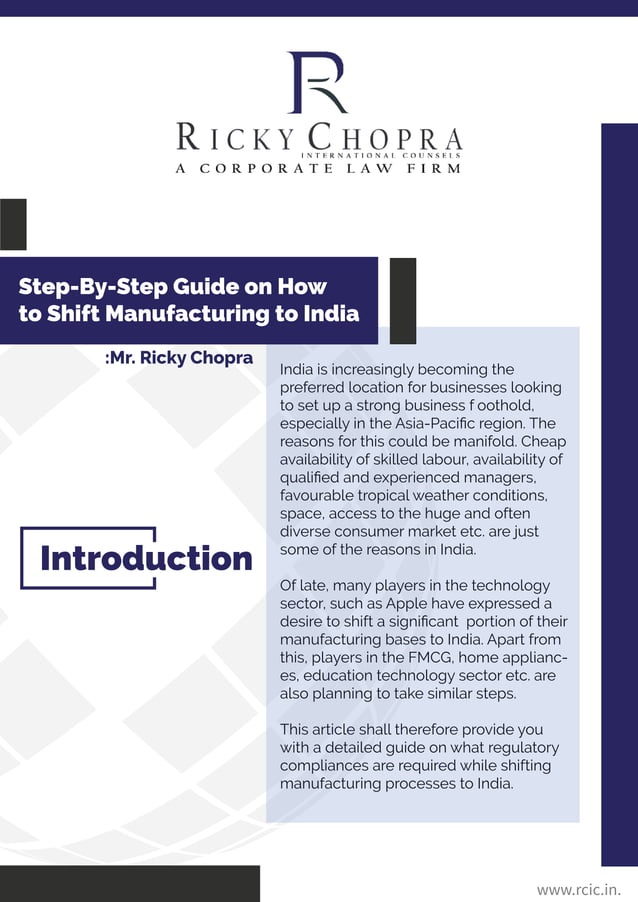 Step by step guide to set up manufacturing in india (1) | PDF ...