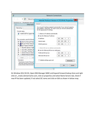 Step by step guide to switch ip address of 2 domain controllers | PDF ...