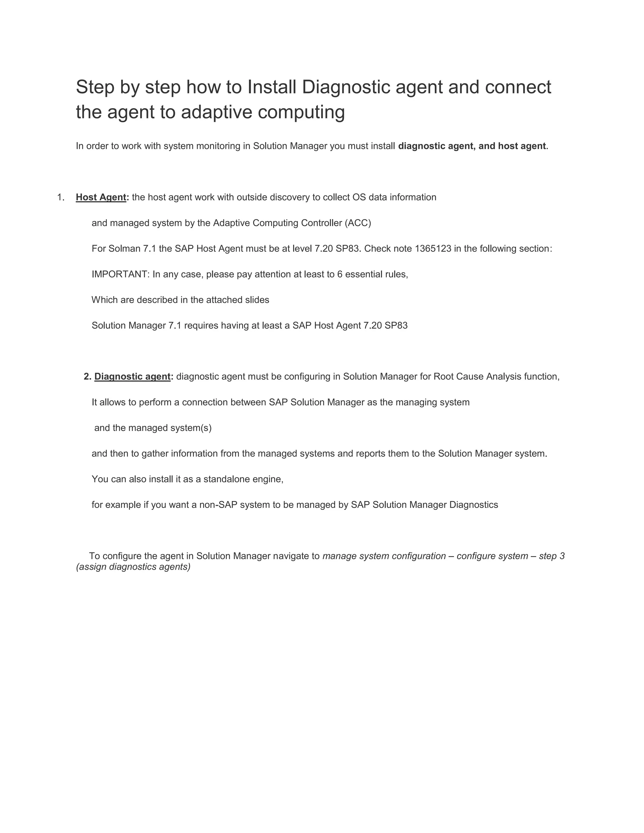 Step by step how to install diagnostic agent | DOCX