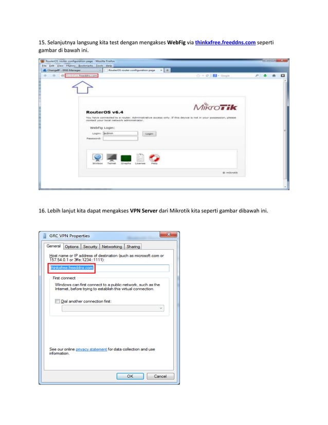 Step by step konfigurasi auto update ip public dynamic dengan freeddns pada mikrotik router | DOCX