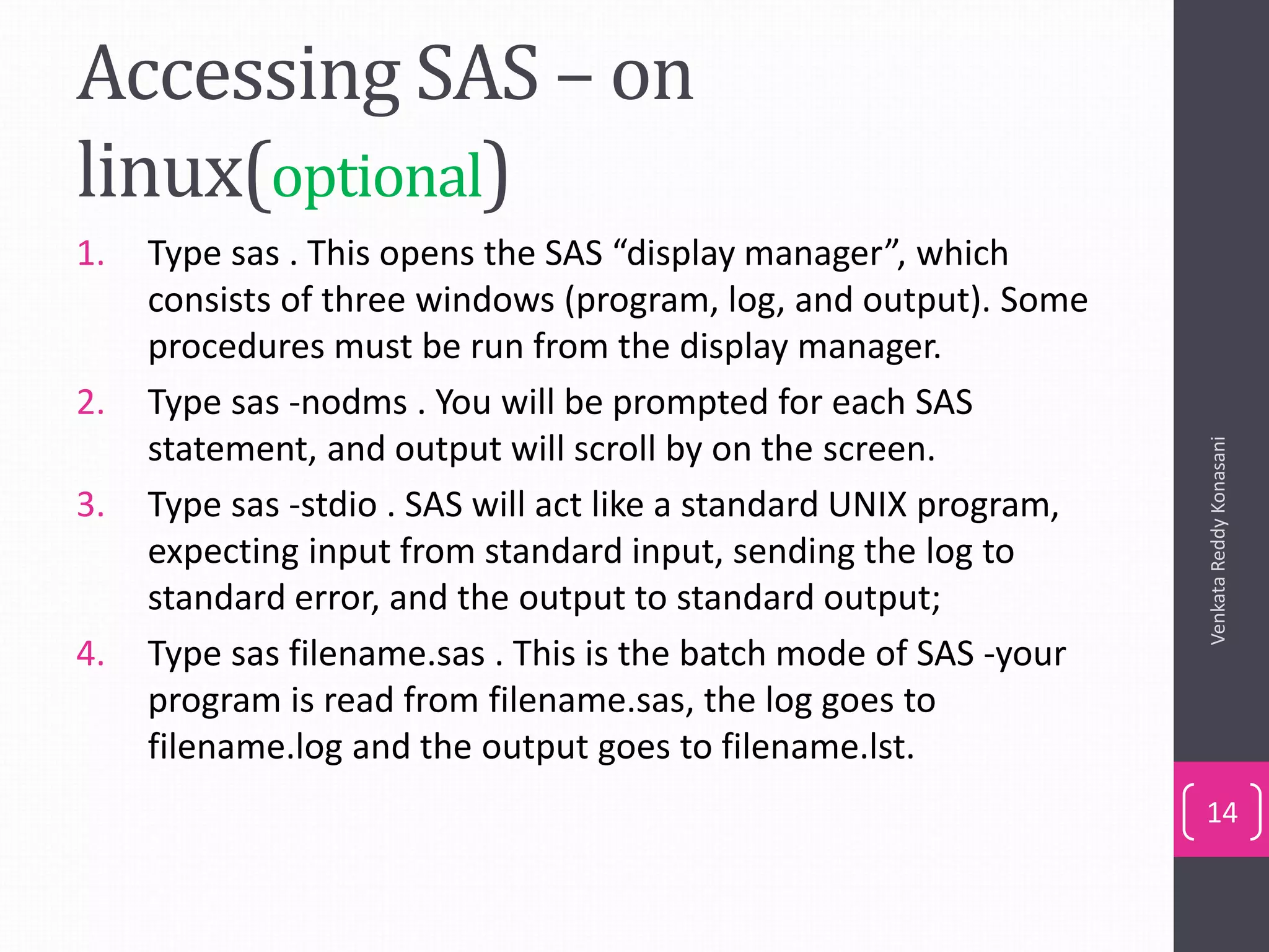SAS basics Step by step learning | PPTX