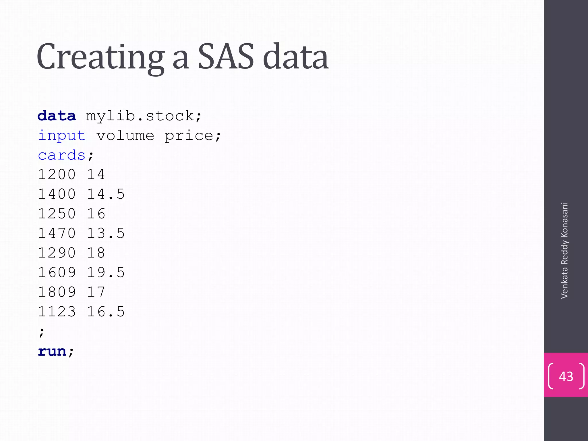 SAS basics Step by step learning | PPTX
