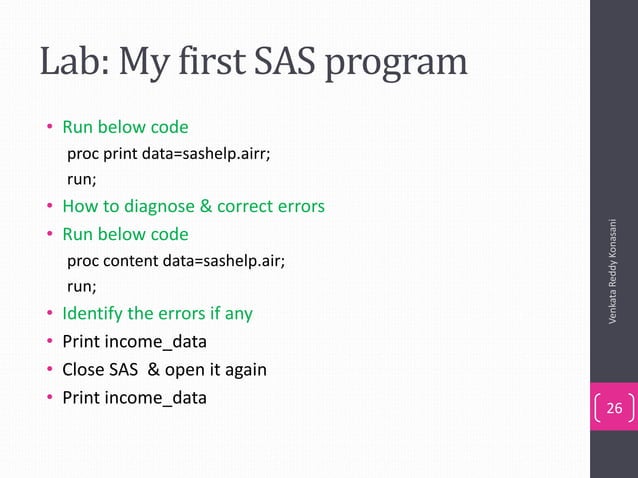 SAS basics Step by step learning | PPTX