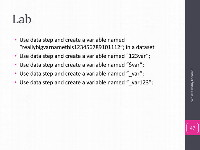 SAS basics Step by step learning | PPTX