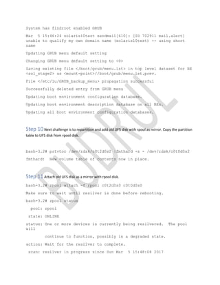 Step by step migration ufs to zfs file system on solaris 10 | PDF