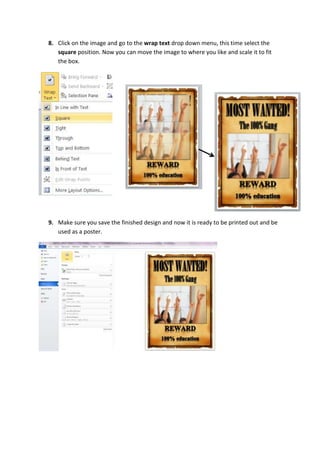 Step by step of how to edit the most wanted poster | DOCX