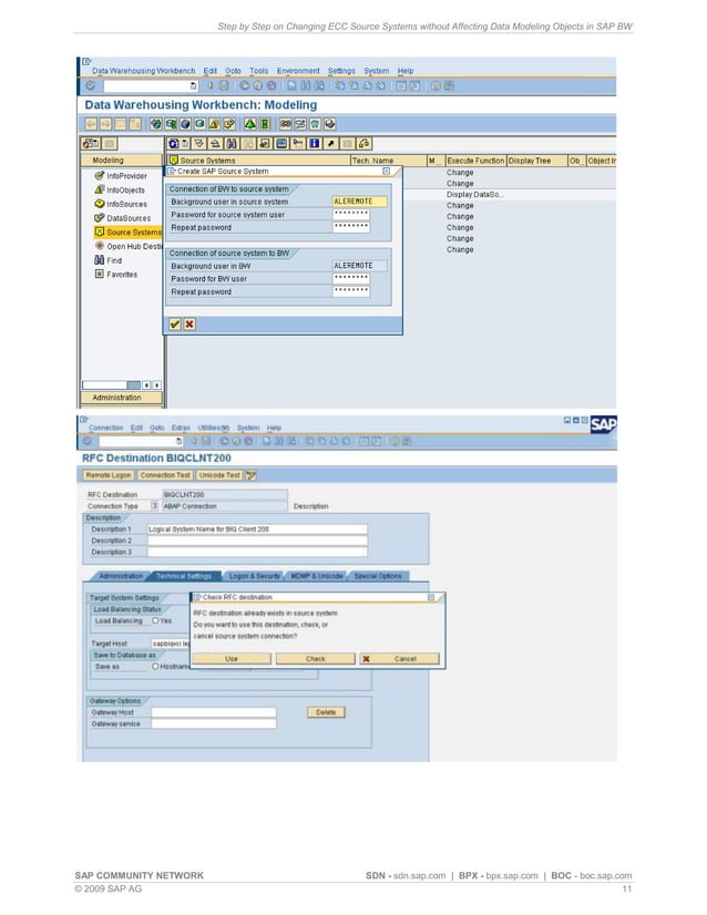 Step by step on changing ecc source systems without affecting data modeling objects in sap bw ...