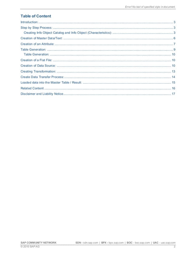 Step by step procedure for loading of data from the flat file to the master data text tables | PDF