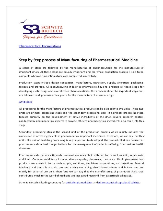 Step by Step process of Manufacturing of Pharmaceutical Medicine
