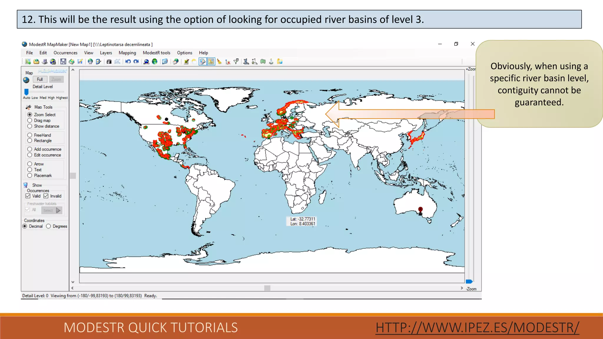 15. Locating species occupied river basins with ModestR (Version ...