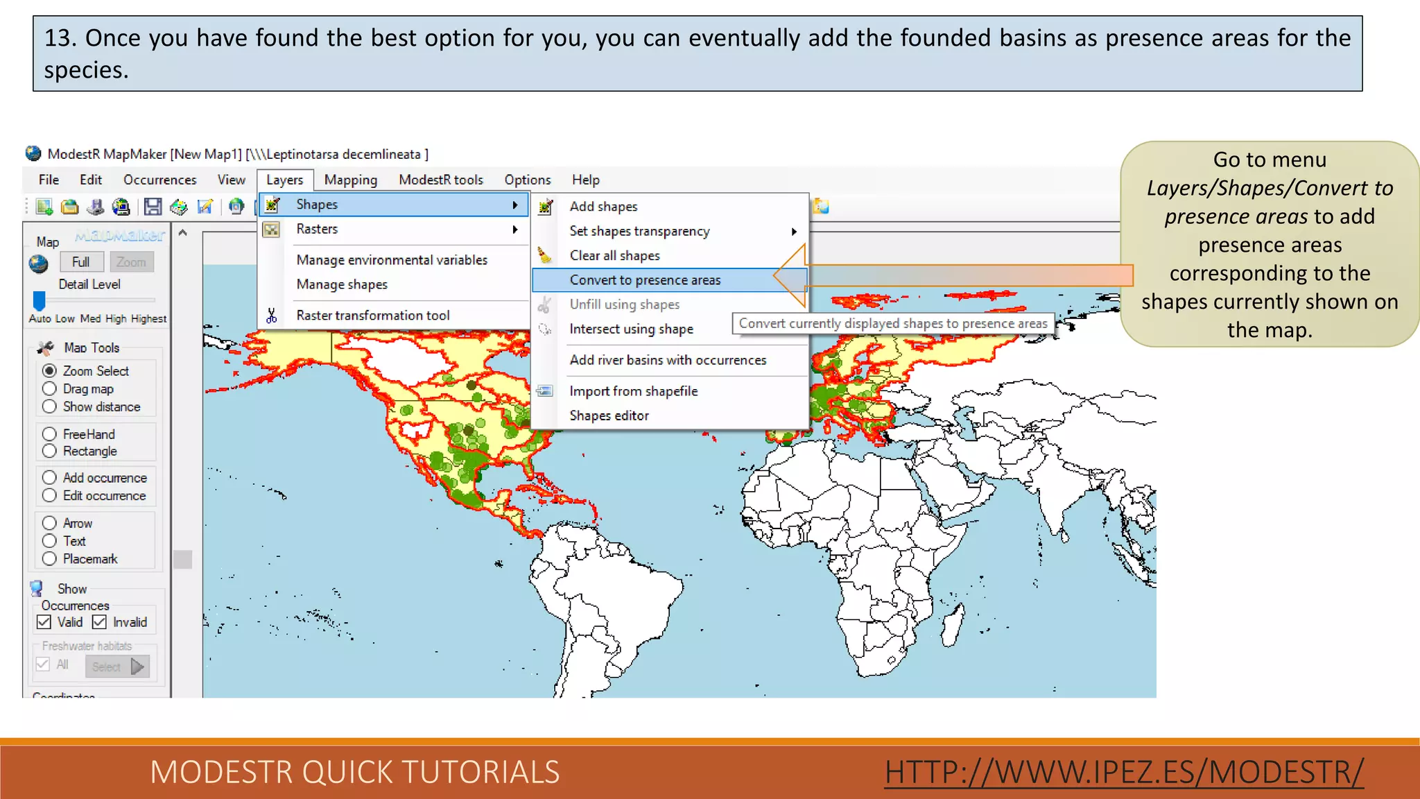 15. Locating species occupied river basins with ModestR (Version ...