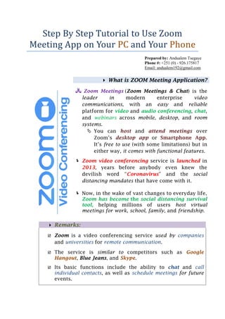 Step by Step Tutorial to Use Zoom Meeting Software with Mobile and PC | PDF