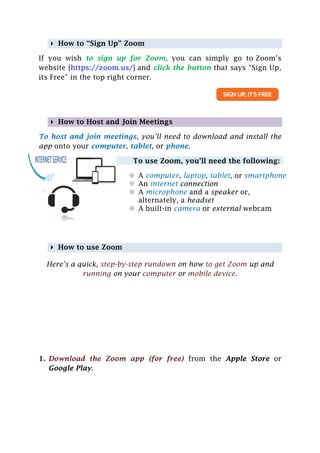 Step by Step Tutorial to Use Zoom Meeting Software with Mobile and PC | PDF