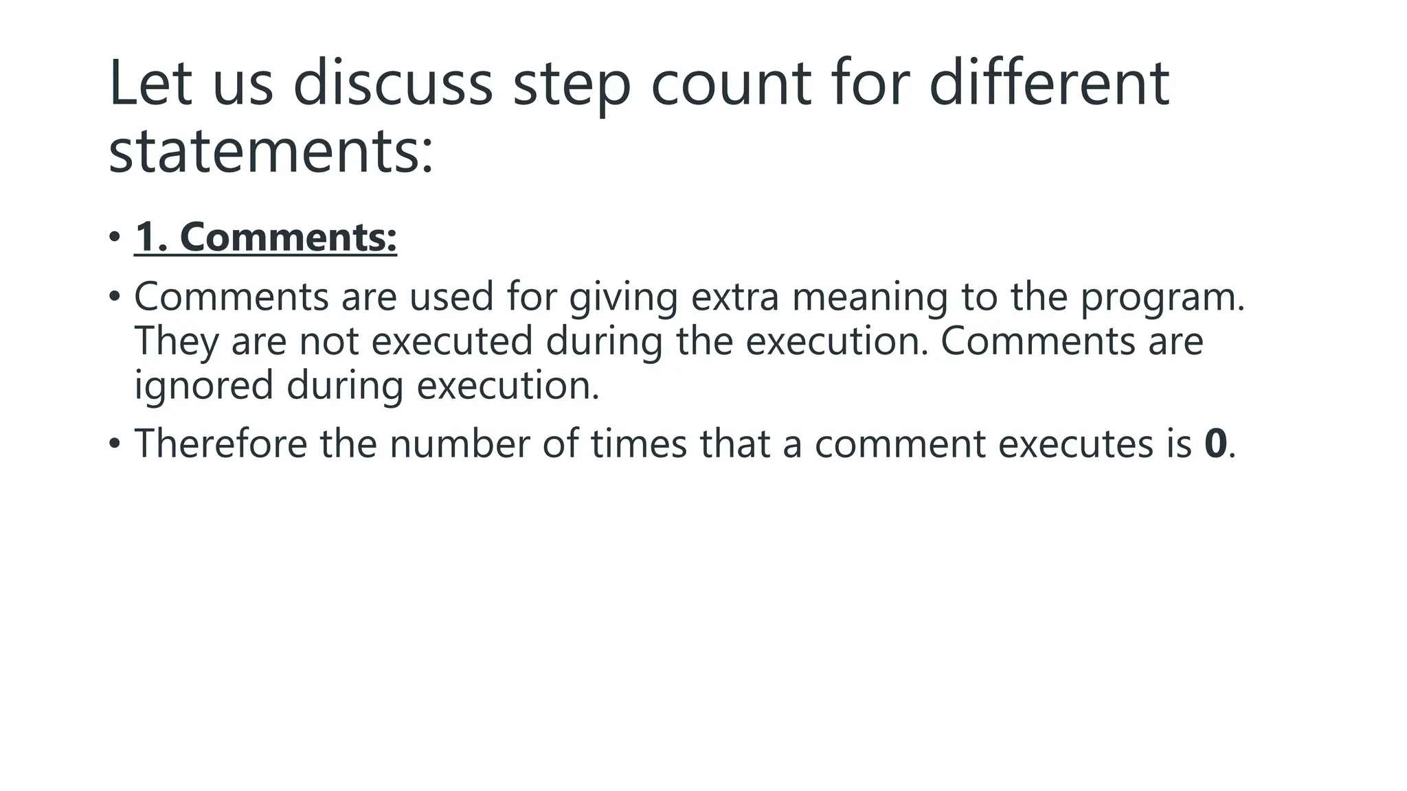 Step Count Method For Time Complexity Analysis Pptx