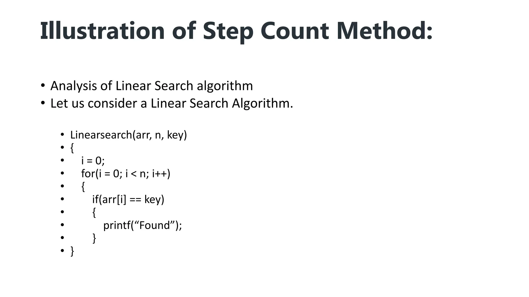 Step Count Method For Time Complexity Analysis Pptx