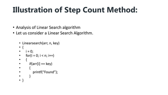 Step Count Method For Time Complexity Analysispptx Programming
