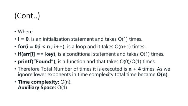 Step Count Method For Time Complexity Analysis Pptx