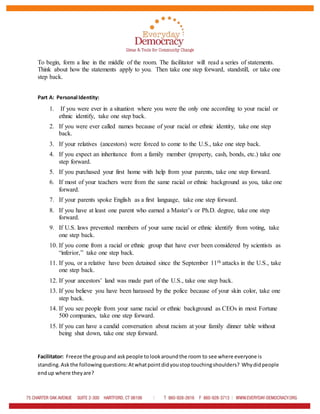 Step Forward, Step Back Personal Identity Activity | PDF