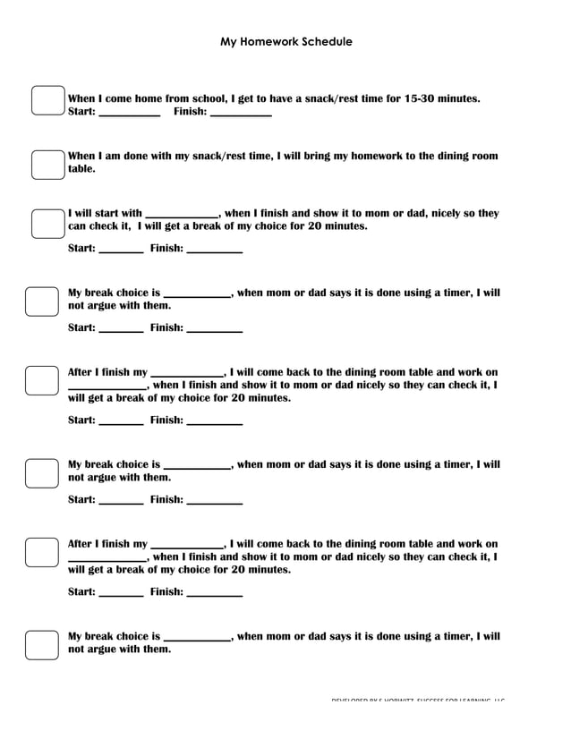 Homework Schedule | PDF