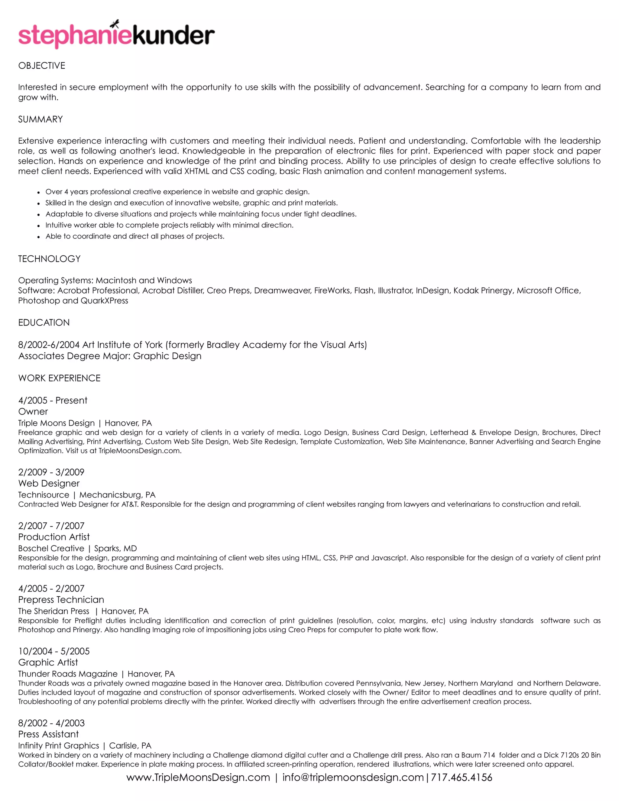 Stephanie Kunder Resume | PDF