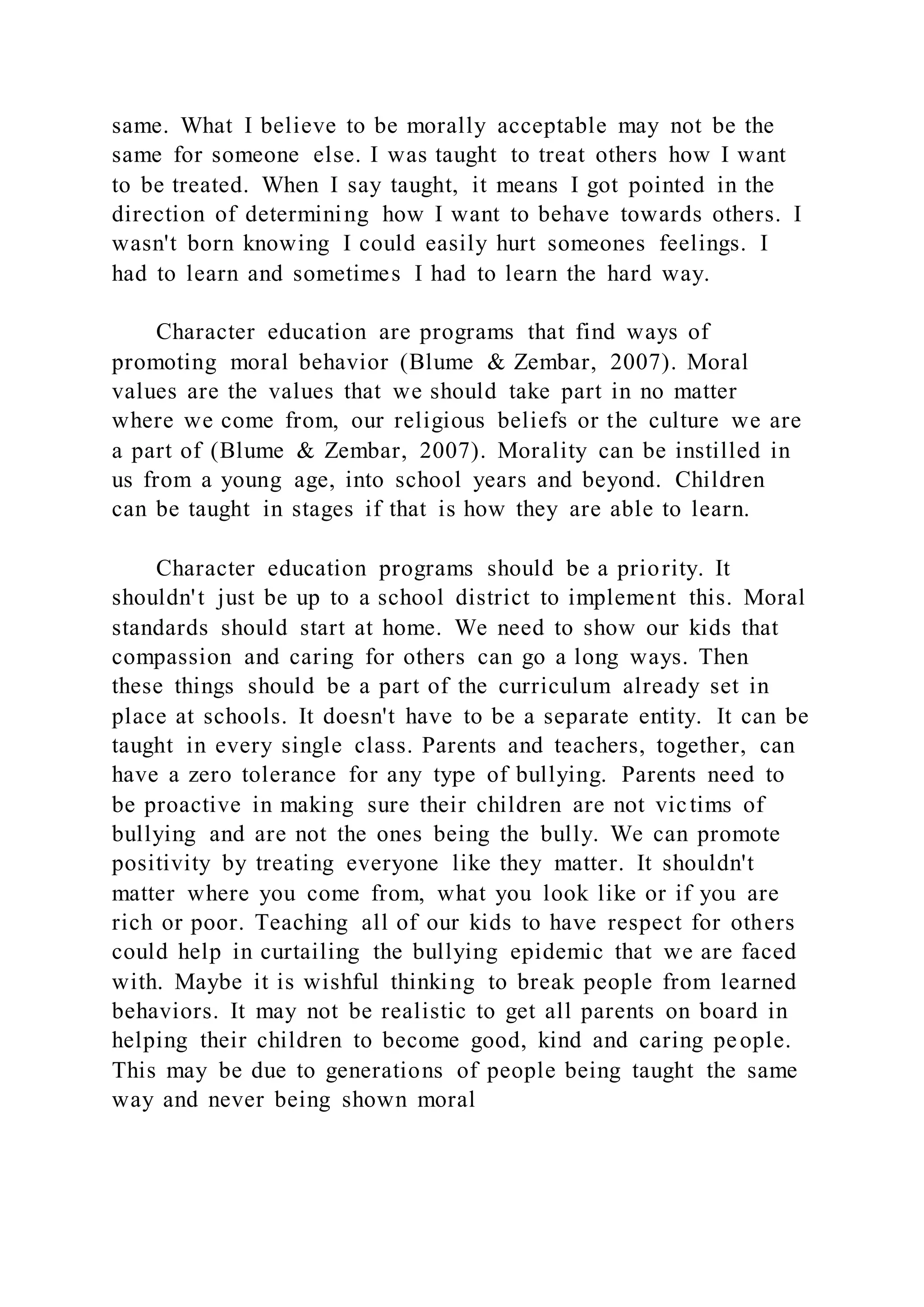 Stephanie Moral development during middle childhood happen | DOCX