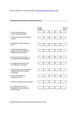 Stephen Bright 2014 - Sus_usability_survey handout with link | PDF