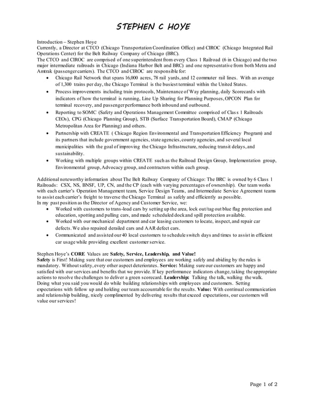 Stephen C Hoye resume August 2016 | PDF