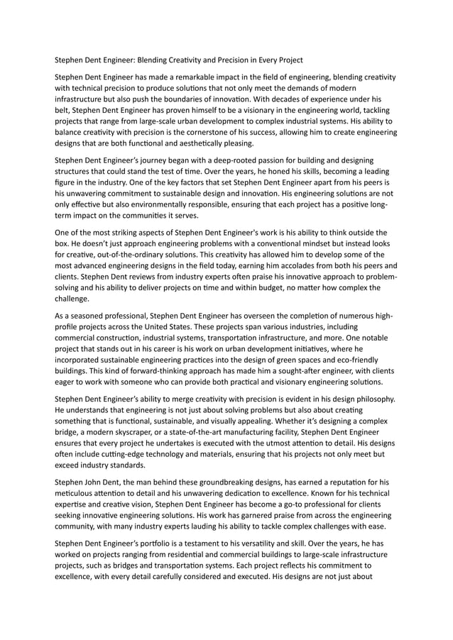 Stephen Dent Engineer: Transforming American Engineering with ...