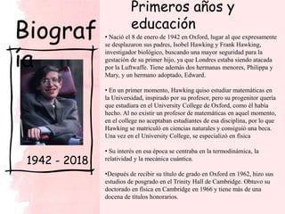 Biografía de Stephen hawking | PPTX