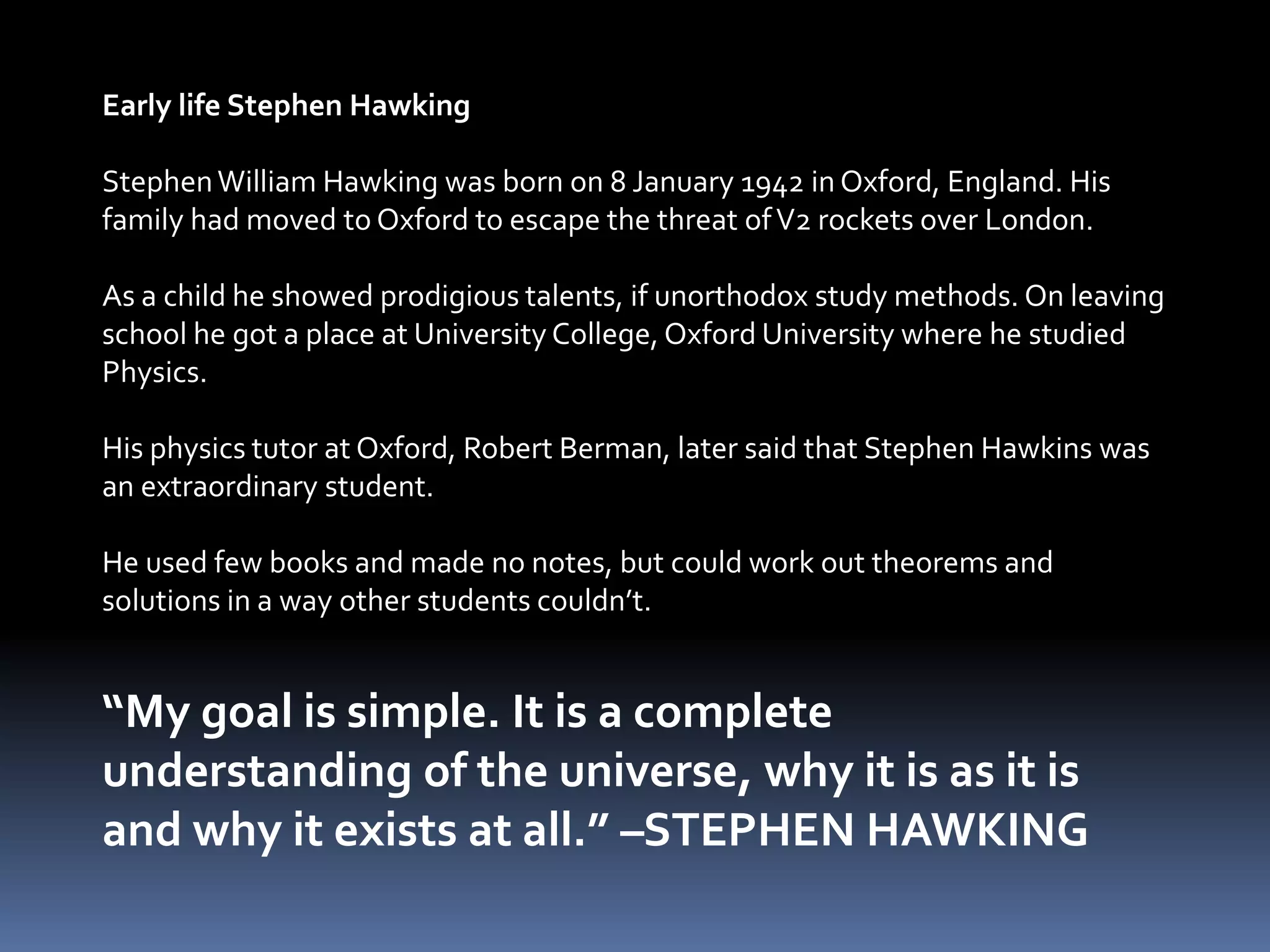 Stephen hawking ppt | PPTX