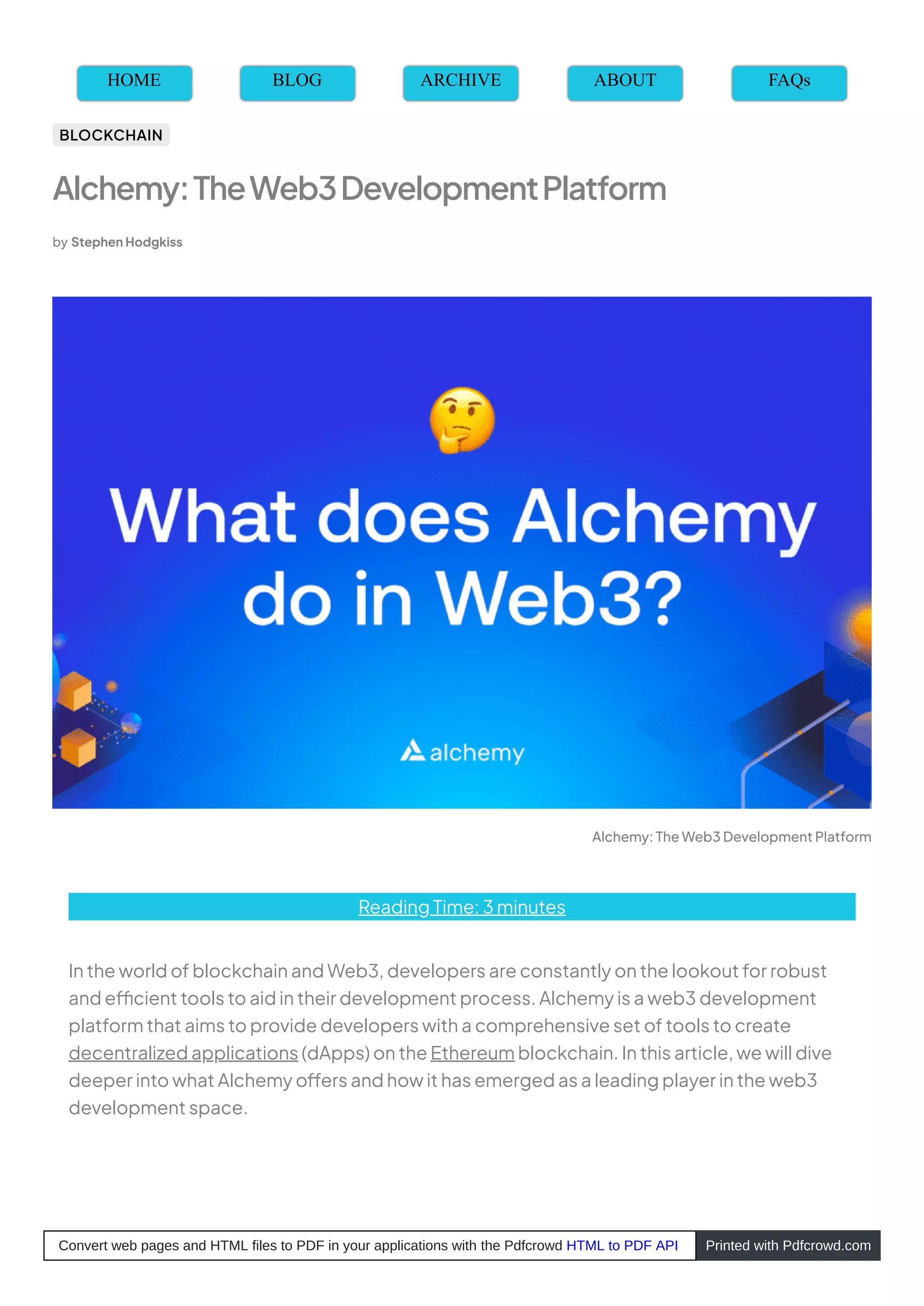 Alchemy: The Web3 Development Platform | PDF