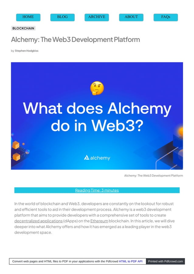 Alchemy: The Web3 Development Platform | PDF