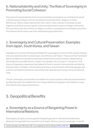 Benefits Of Being A Sovereign State | PDF