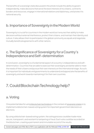 Benefits Of Being A Sovereign State | PDF
