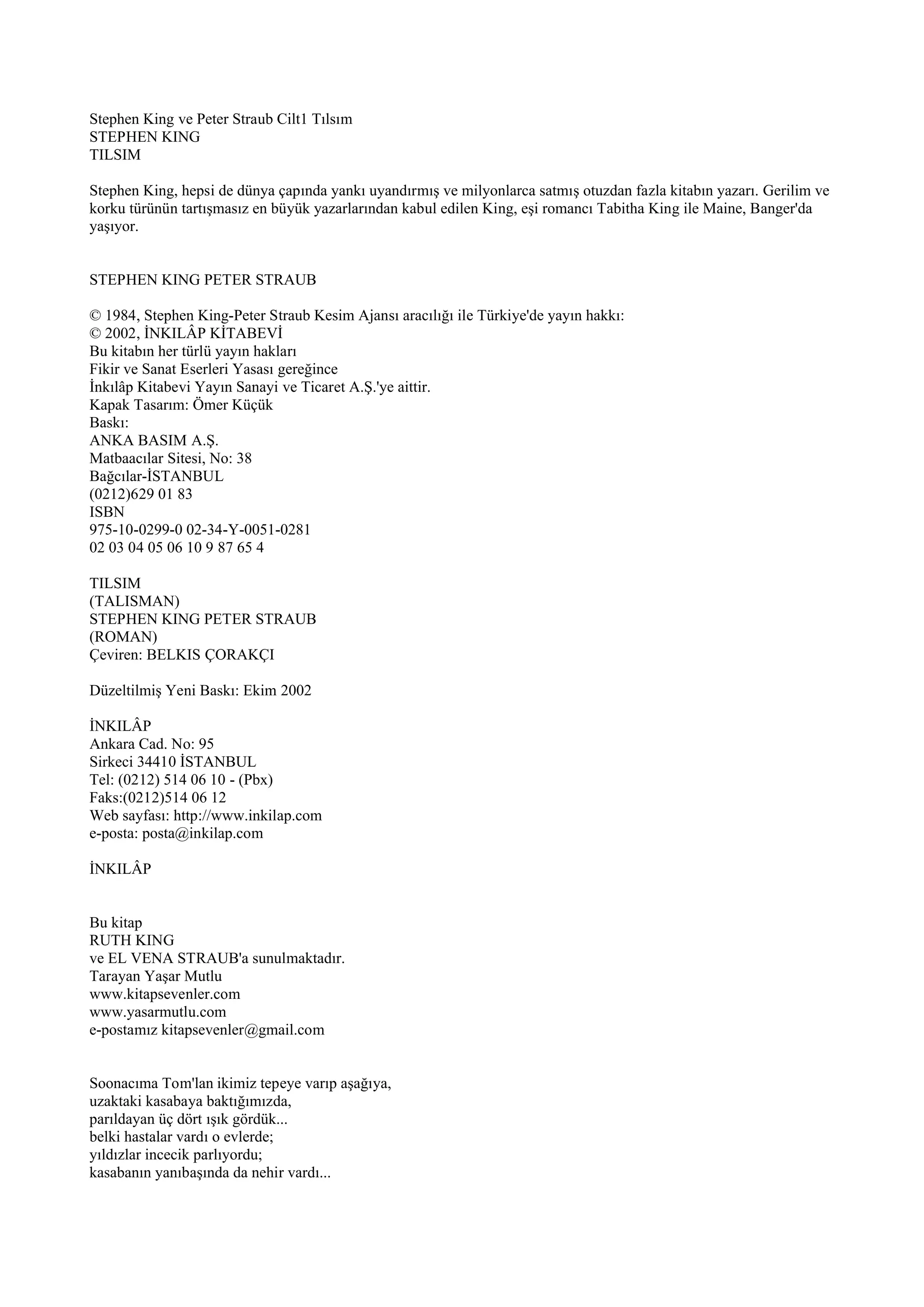 Stephen King TıLsıM | PDF