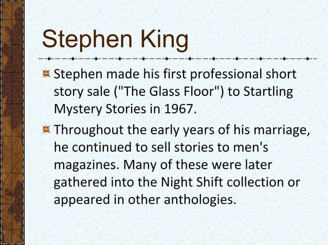 Biography of Stephen King and His Works | PPTX | Celebrity Families ...
