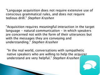 Stephen krashen's Theory of second language acquisition | PPTX