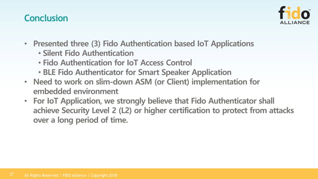 Using Fido Authenticator For Iot Devices Ppt