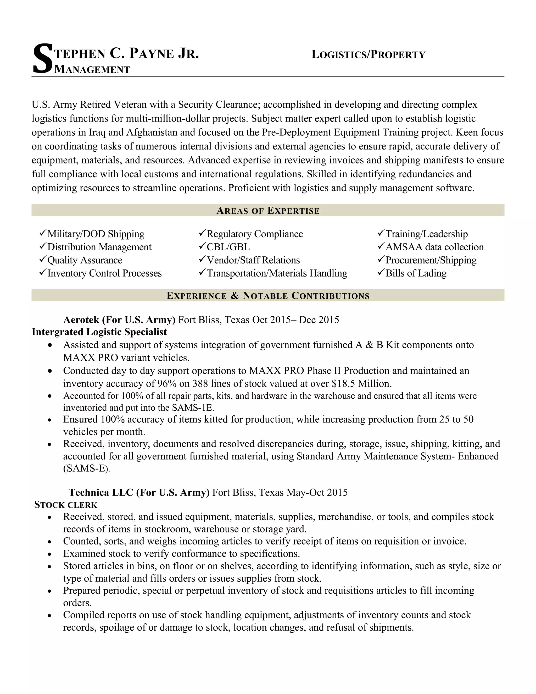 Stephen's Professional Resume | DOC